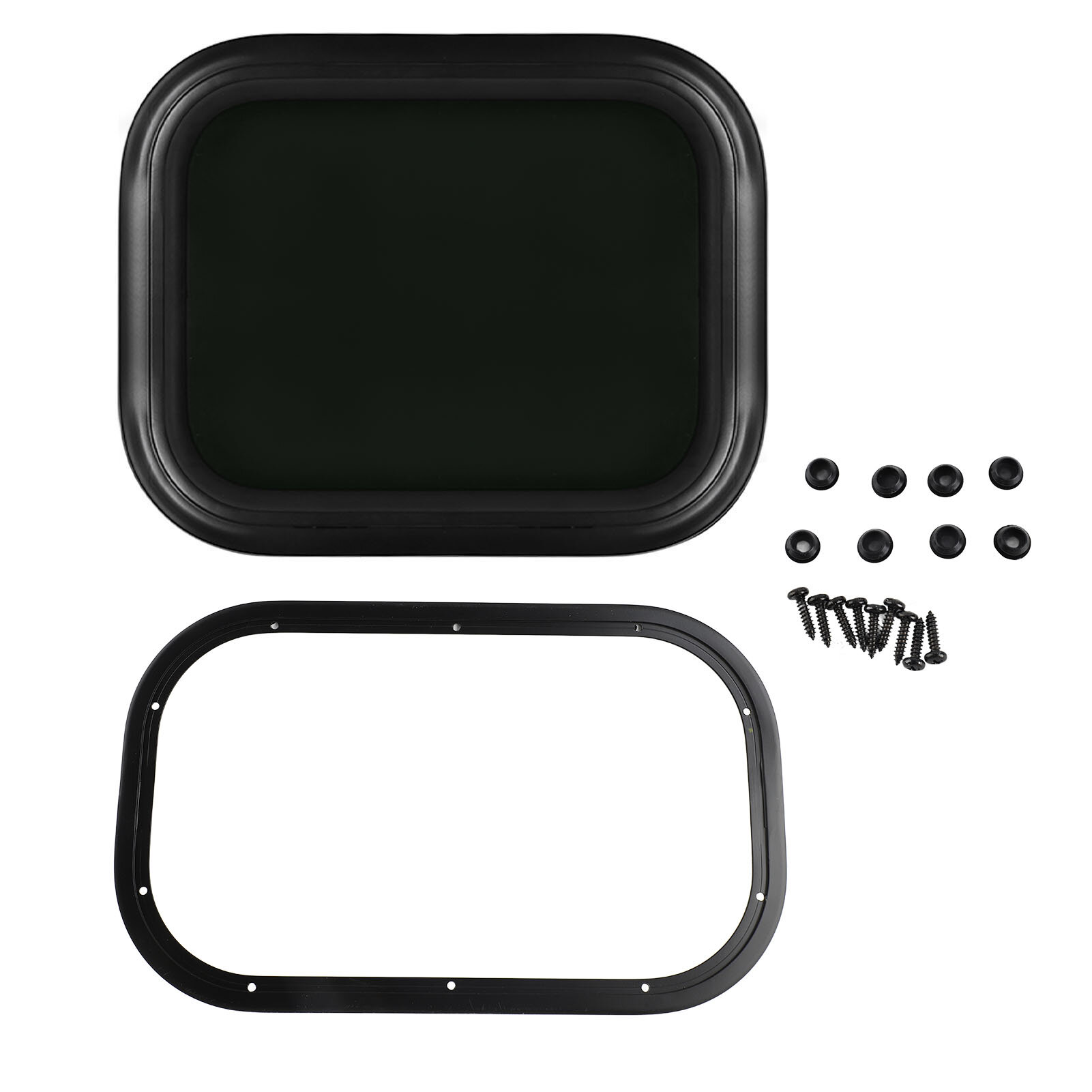 Фиксированное окно RV 500 x 300 мм алюминиевый сплав с сплава, дождь, черное круглое угловое окно с фиксированным кольцом для Campervan