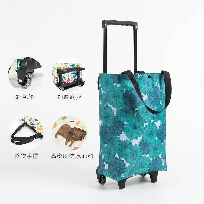 Тележка для покупок, легкая тележка для продуктов с колесами, складная портативная сумка-тележка