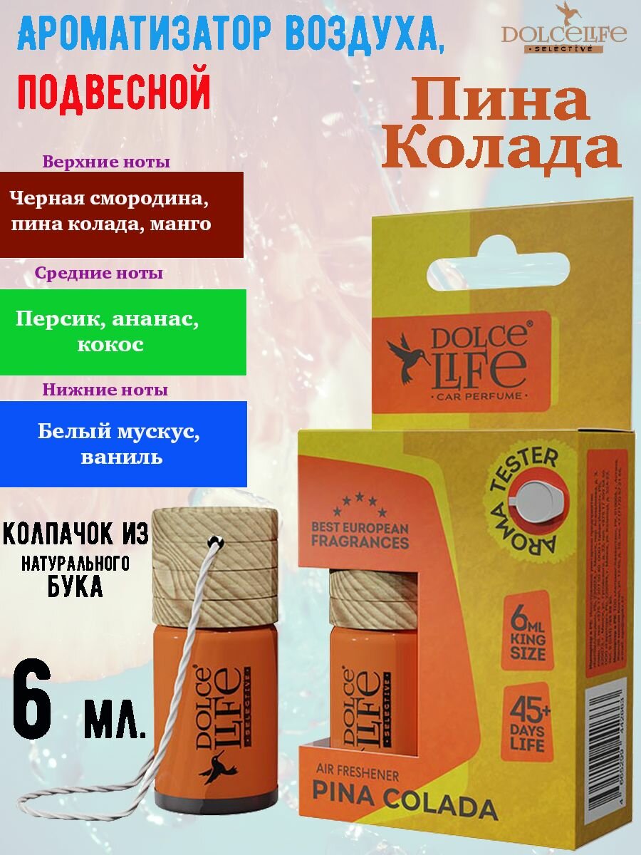 Ароматизатор Tensy, бутылочка с пробкой, Пина-Колада