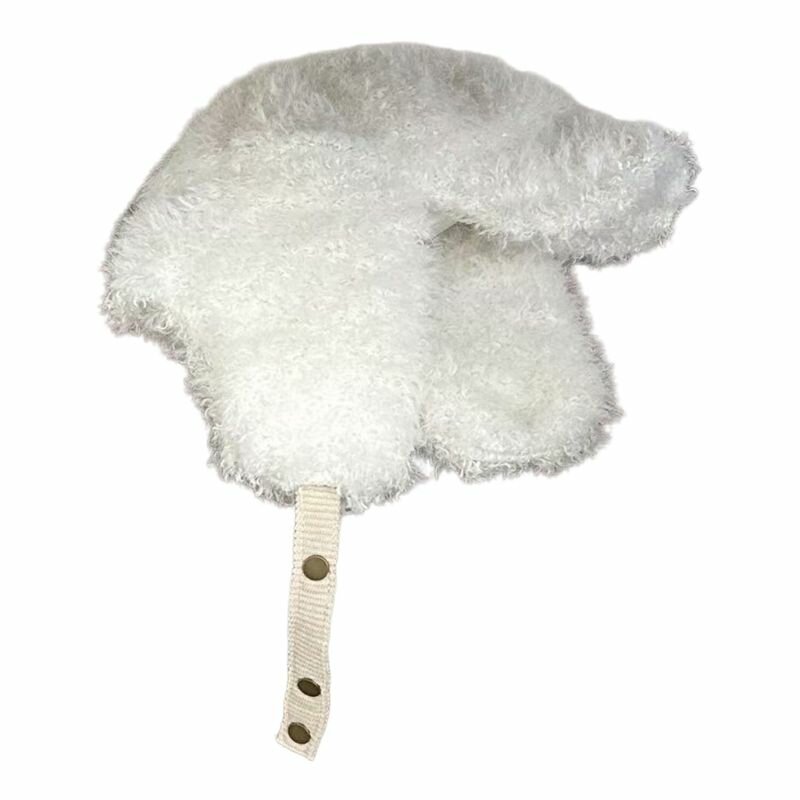 Плюшевая однотонная утолщенная летная шапочка для защиты ушей-белый