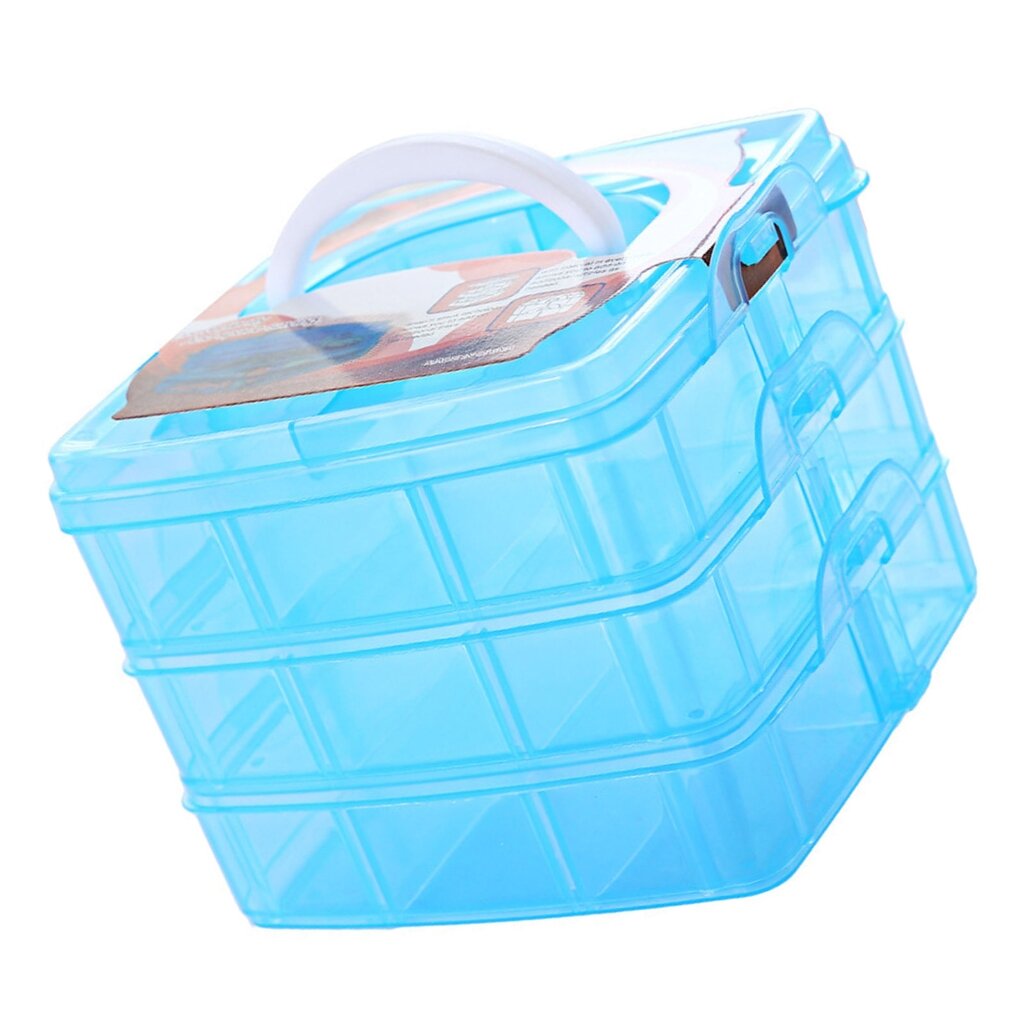 Портативная 3-слойная коробка-органайзер, Прозрачная Полипропиленовая сетка, 18 ячеек, Модульный дизайн для домашнего использования