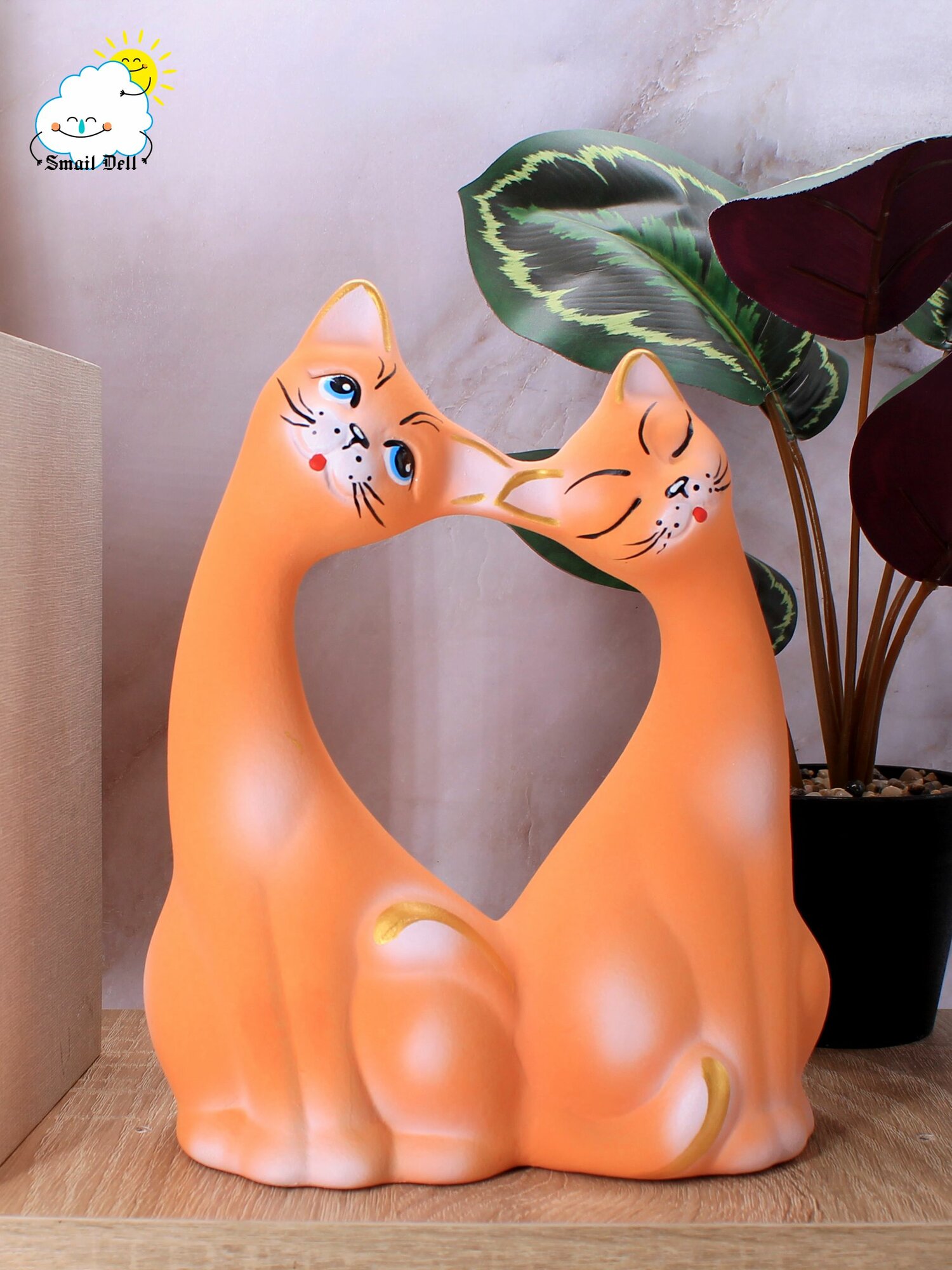 Статуэтка Влюбленные коты , 21.5 см , керамика , цвет рыжий