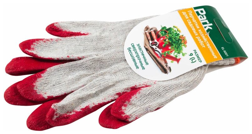 Перчатки хозяйственные PARK EL-S001, хлопок+латекс (001060)