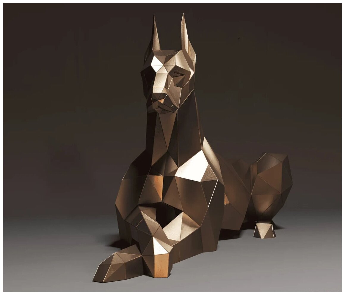 Полигональная фигура собака Доберман