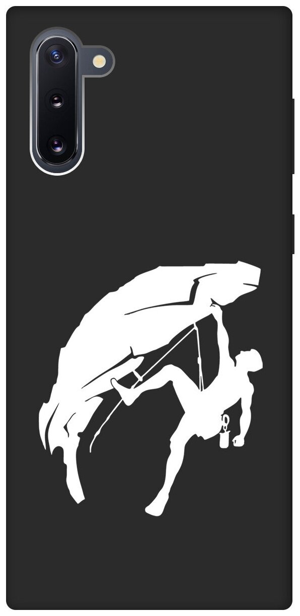 Матовый чехол Climbing W для Samsung Galaxy Note 10 / Самсунг Ноут 10 с 3D эффектом черный