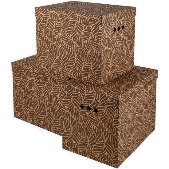 Короб для хранения Brauberg из плотного микрогофрокартона 380х280х315 мм, комплект 3 шт, HOME "Узор", 271824