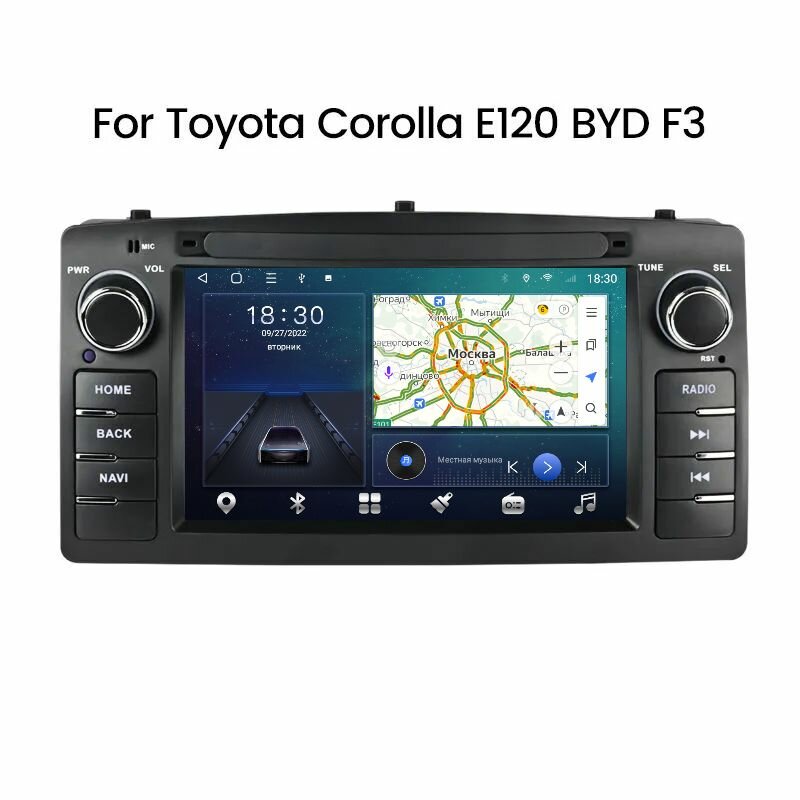 Магнитола R340 Тойота Королла E120 Toyota Corolla 2001-2006 и BYD F3 с Android 13 - 8 ядер - 4+32Gb - CarPlay - 4G(Sim)
