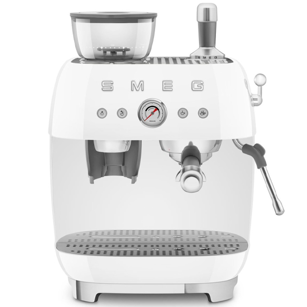 Кофеварка рожковая Smeg EGF03WHEU, 1650Вт, резервуар 2.4л, белое, приготовление капучино