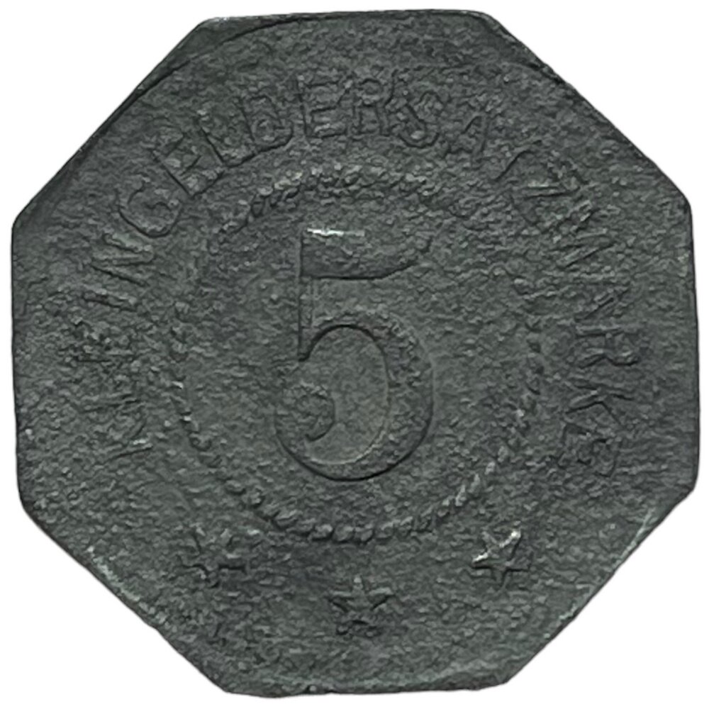 Германия (Германская Империя) Ошерслебен 5 пфеннигов 1917 г. (Zn)