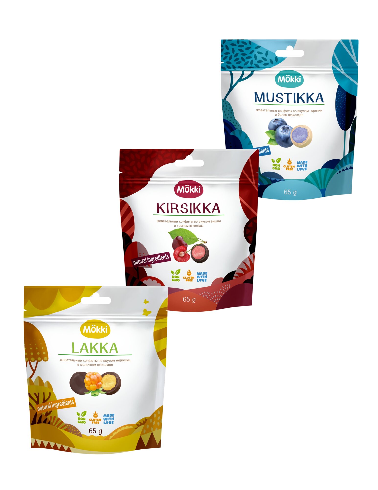 Жевательные конфеты в шоколаде 3 вида