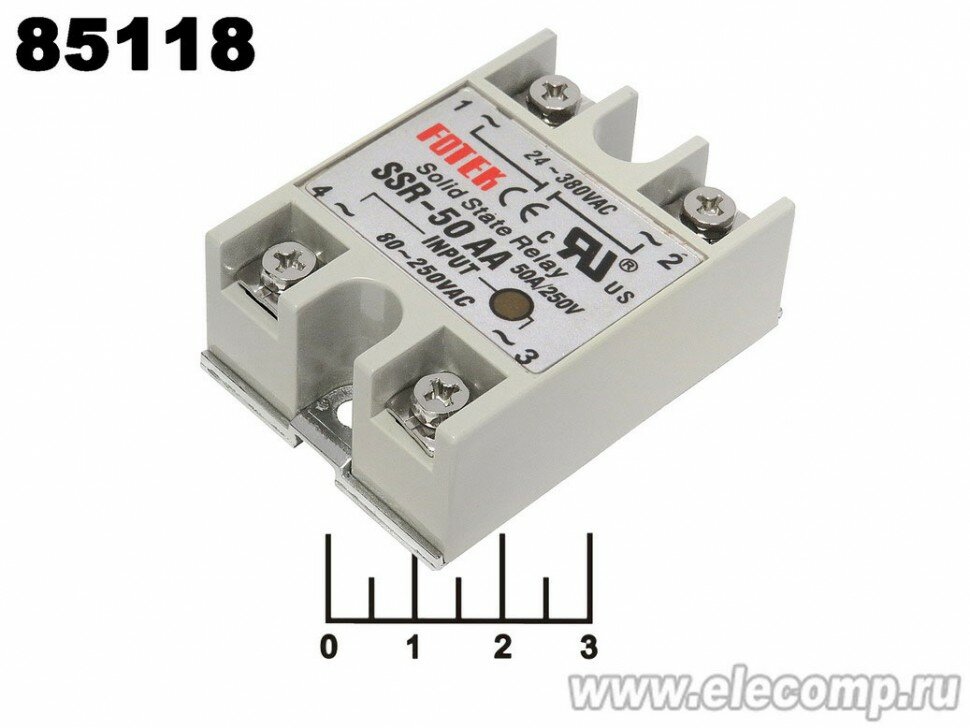 Оптореле 80-250VAC 50A/24-380VAC SSR-50AA