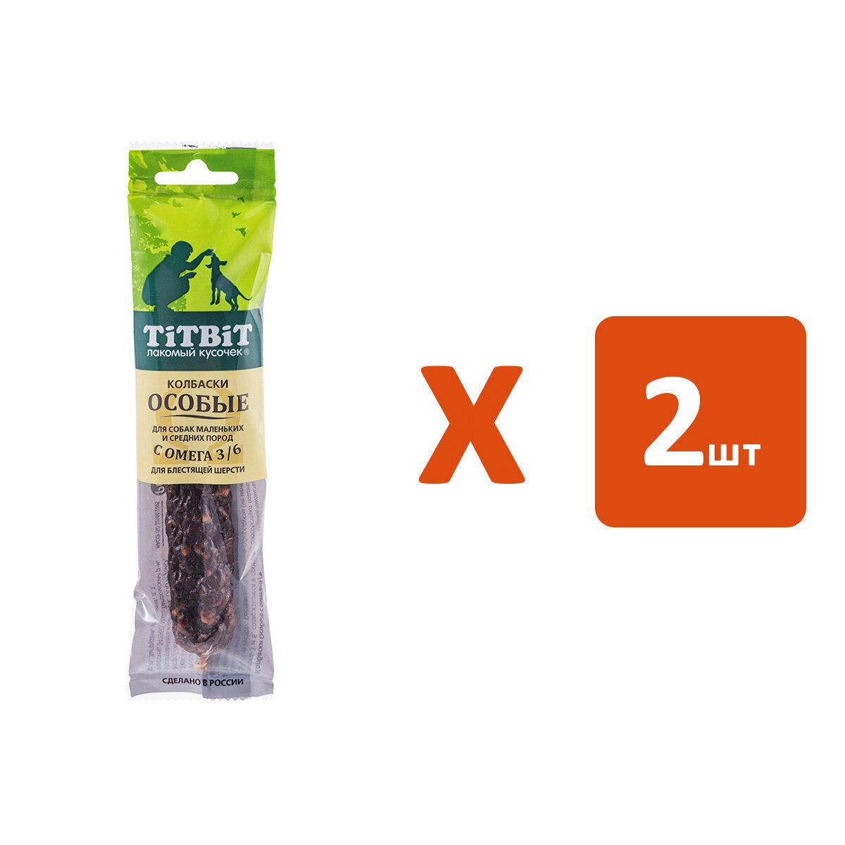 Лакомство TIT BIT для собак маленьких и средних пород колбаски Особые с омега 3 и омега 6 (30 гр х 2 шт)