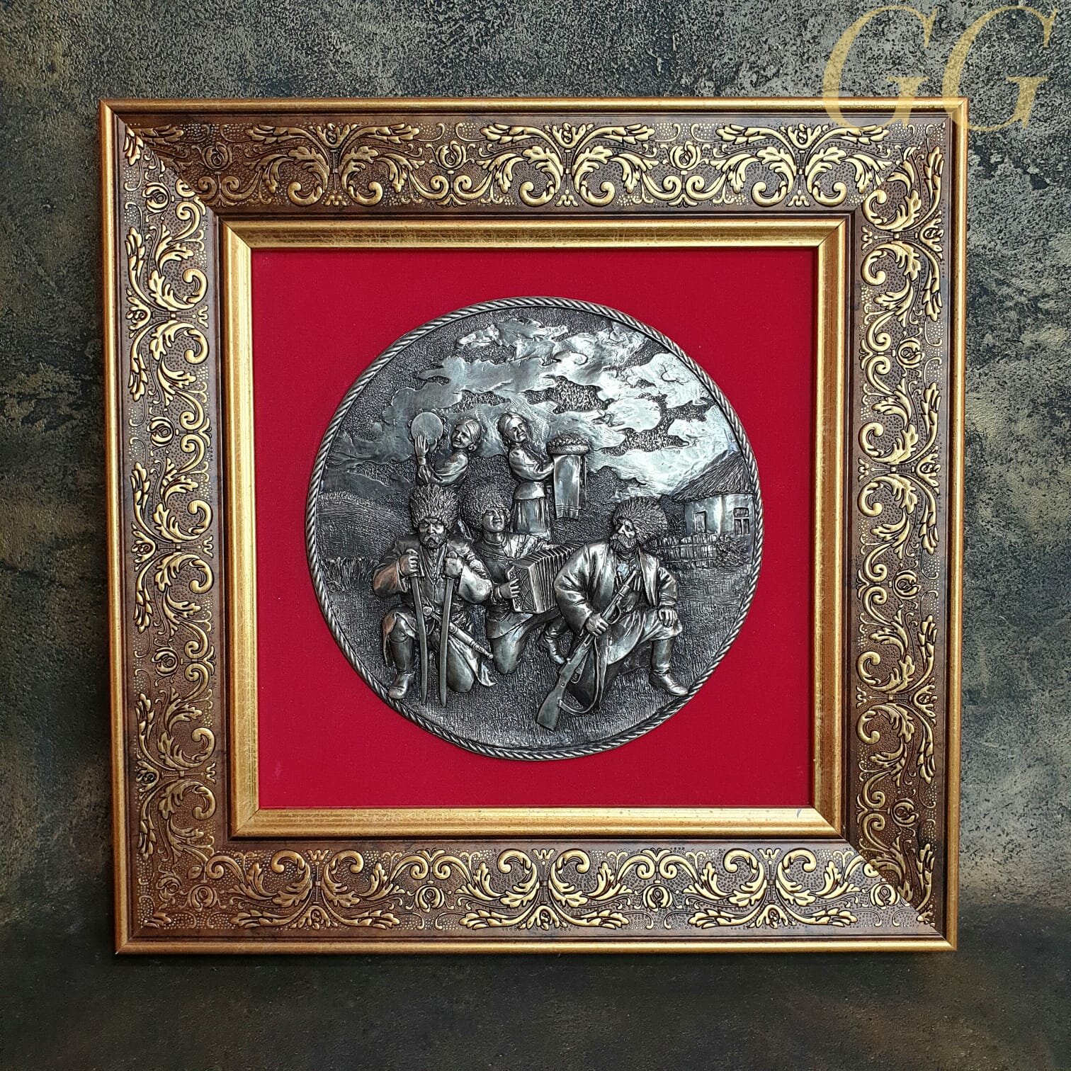 Панно "Кубань" чеканка по металлу, посеребрение