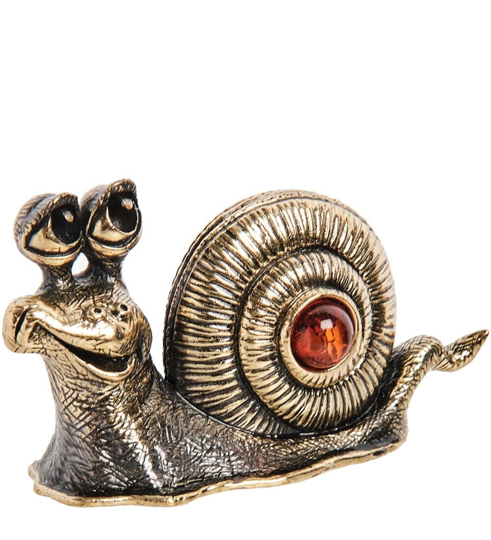 Фигурка Улитка (латунь, янтарь) A1977208 Народные промыслы, бронзовый