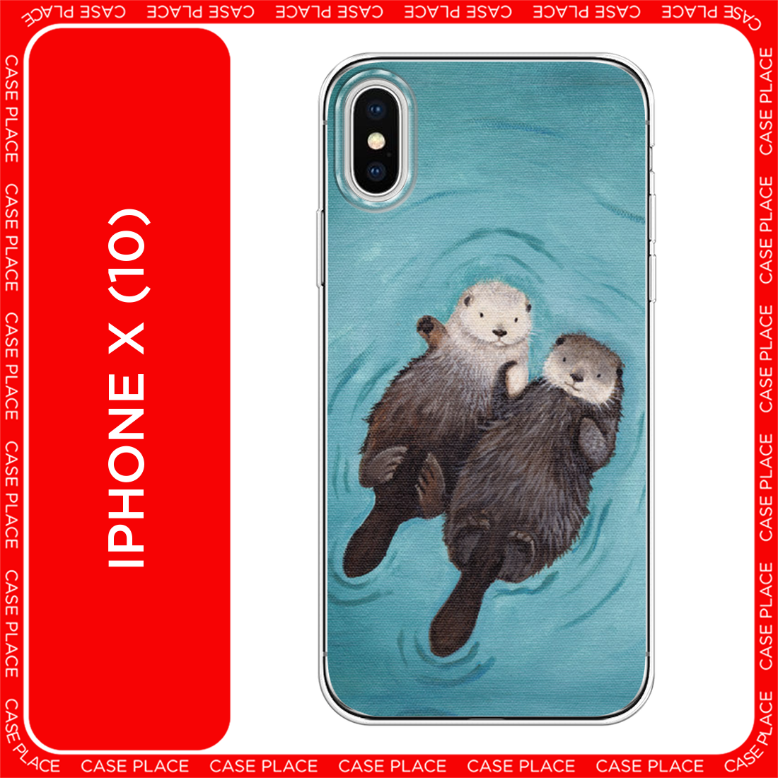 Чехол на Apple iPhone X / Айфон X с принтом Парочка бобров