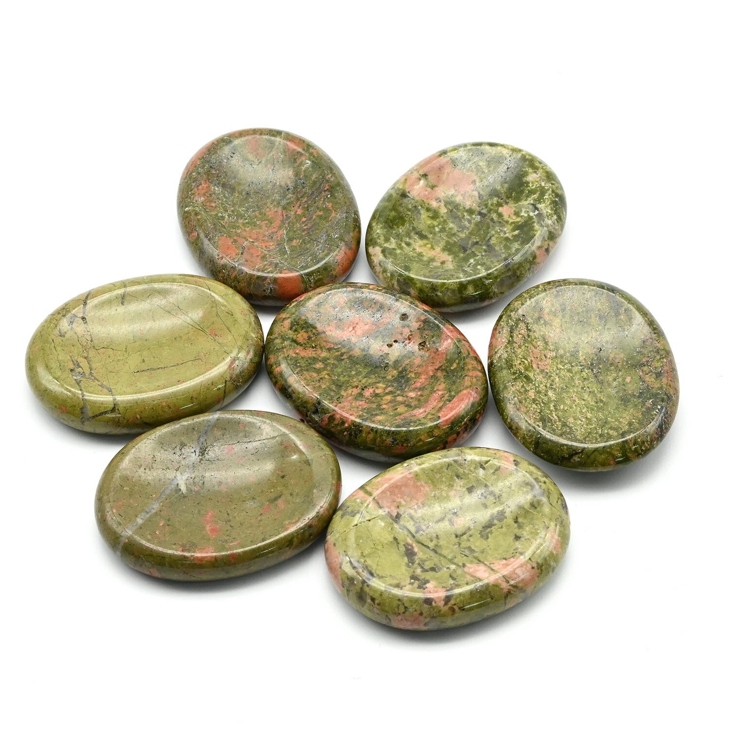 Галька из унакита, овал "Тревожные камни" 45*35*7мм .
