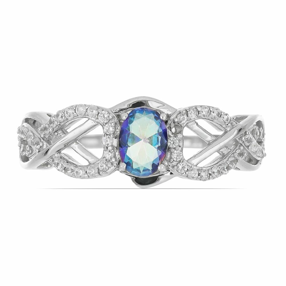 Кольцо, серебро, 925 проба, родирование, циркон, кварц