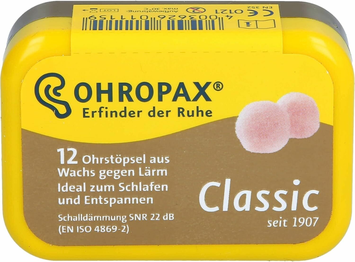 Ohropax восковые затычки для ушей, немецкий импорт, 12 пар, NRR 23 дБ, для сна, концентрации, путешествий и тишины, мягкие, подходят любому уху