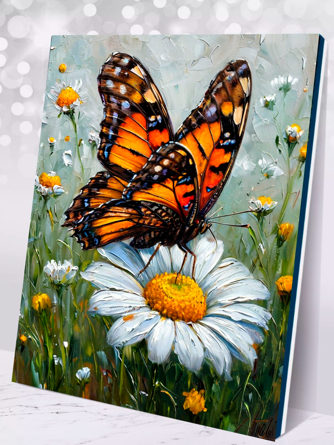 Картина по номерам "Бабочка на ромашке" 40х50 см, хлопковый холст на подрамнике, акрил, АртТойс
