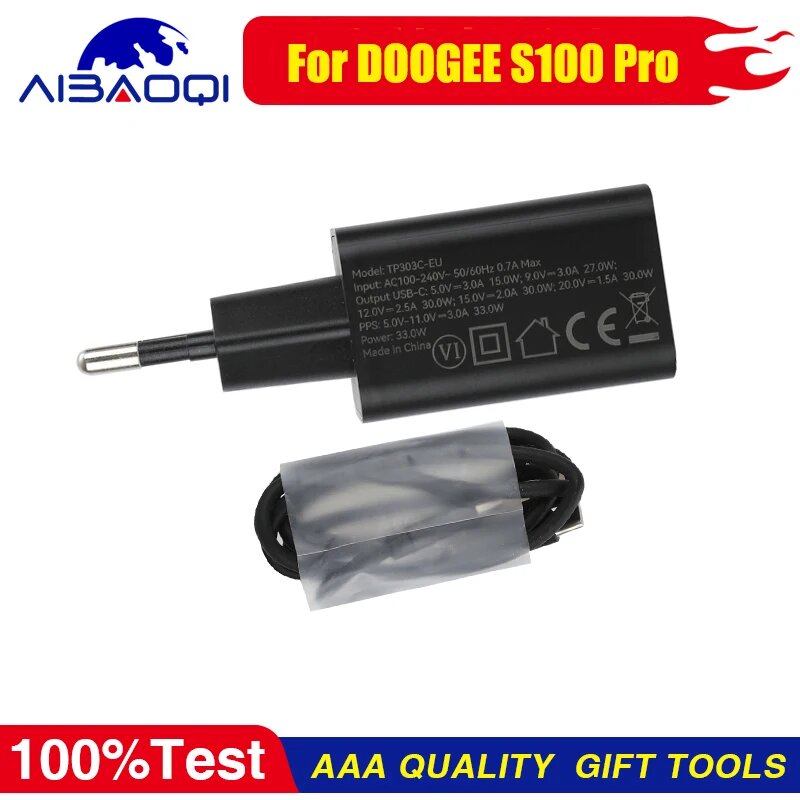 100% оригинальное новое зарядное устройство DOOGEE S100 Pro официальный адаптер для быстрой зарядки + USB кабель для передачи данных зарядное устройство