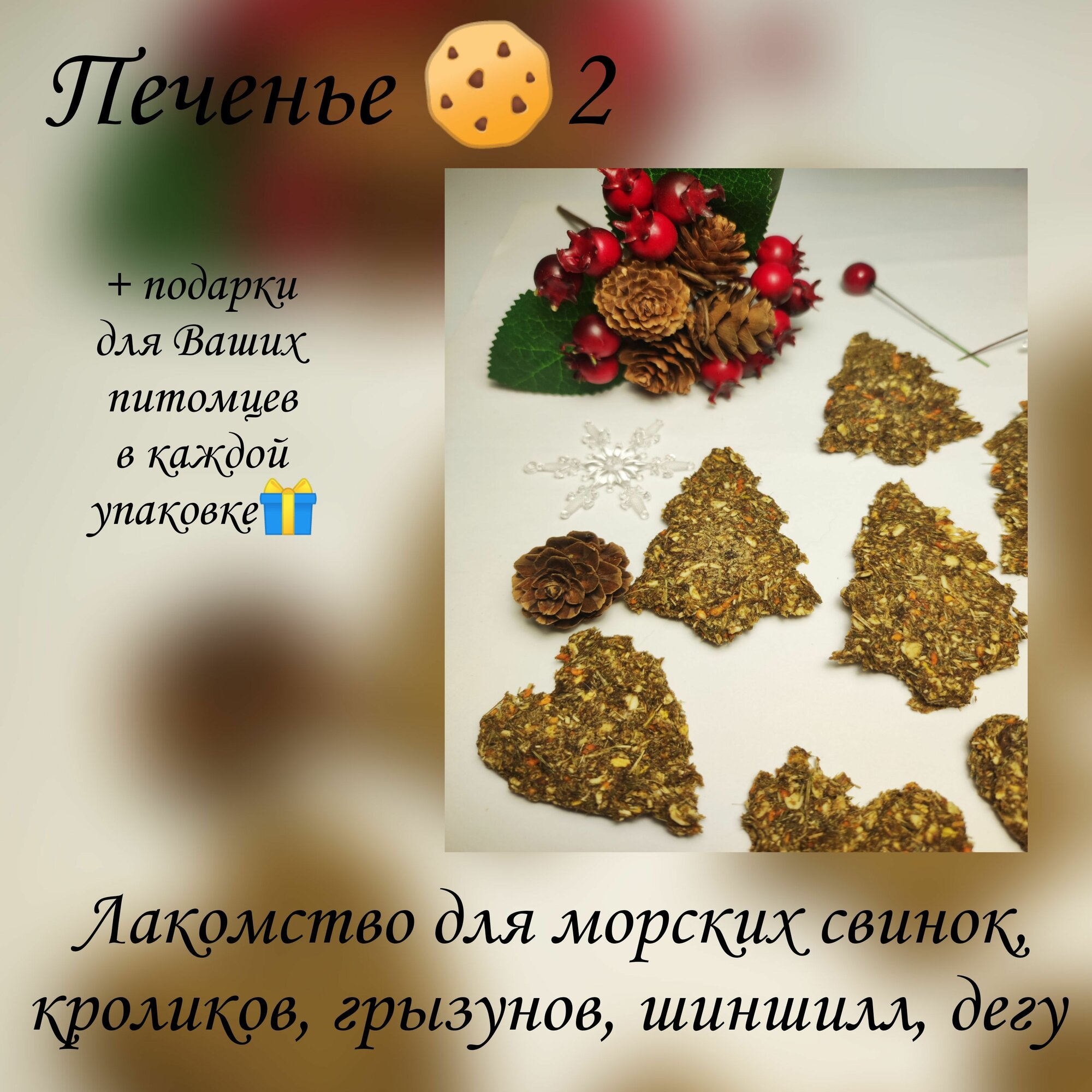 Лакомство для грызунов, дегу, роликов, шиншилл, морских свинок, ёжиков, птиц - Печенье №2