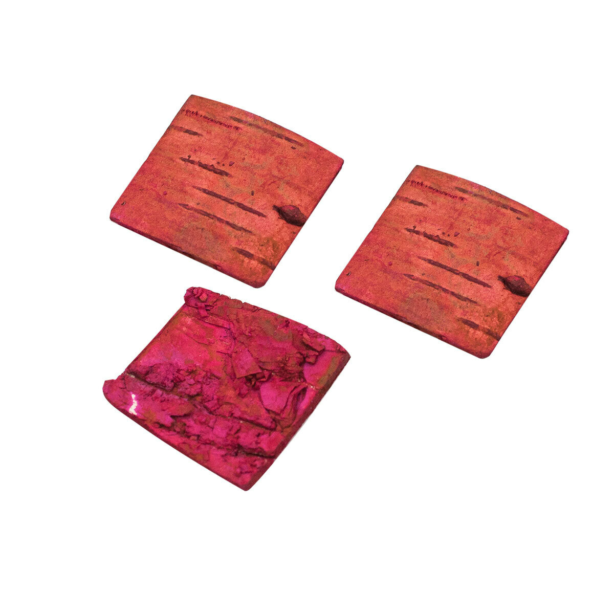 YW013 Декоративные элементы из коры дерева 'Квадратики', 3см, 30шт/уп (красный)