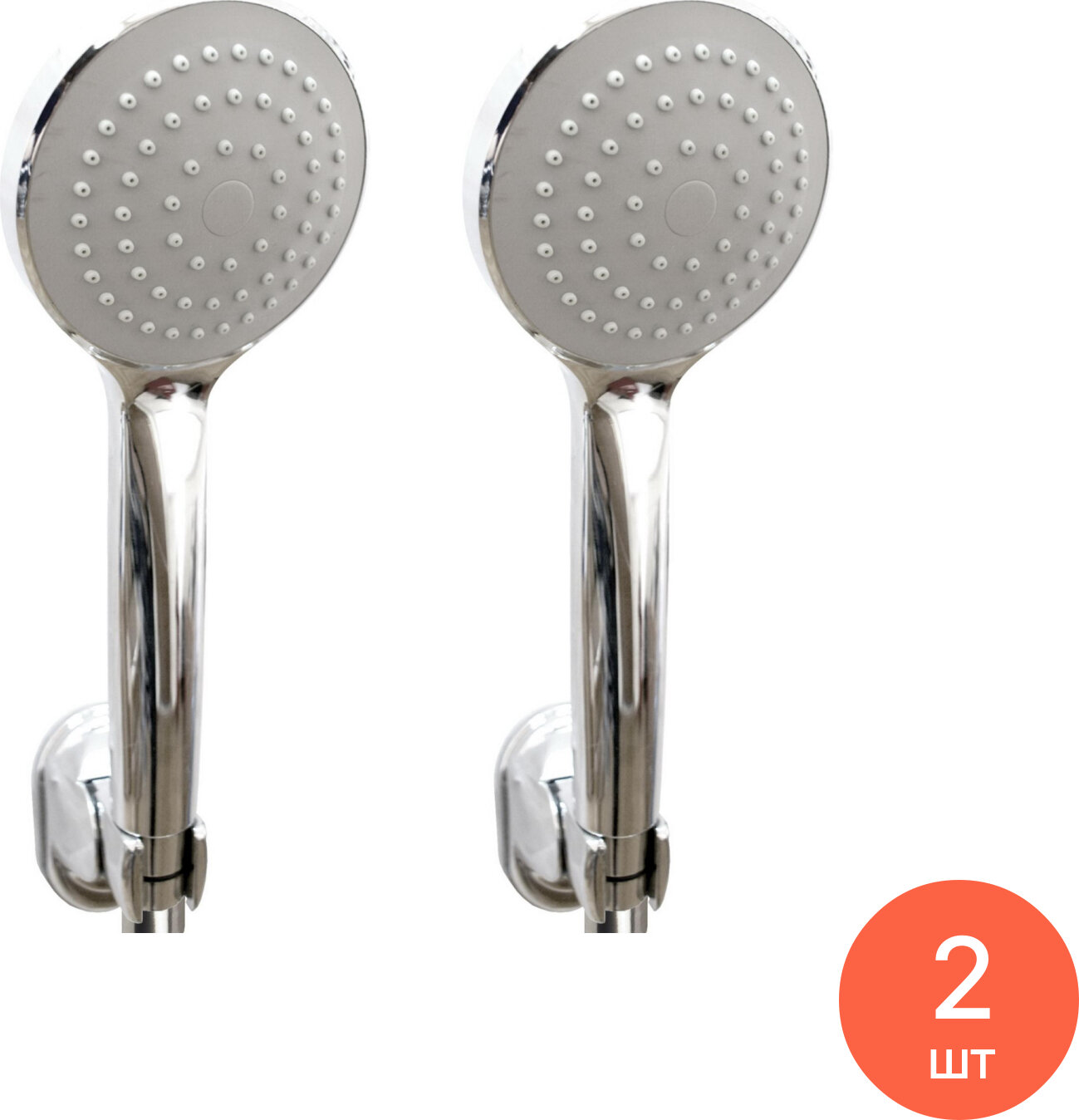 Лейка для душа ARGO / Арго MONO 1 режим, на стену с держателем круглая пластиковая, цвет хром, 243×97мм / сантехника (комплект из 2 шт)