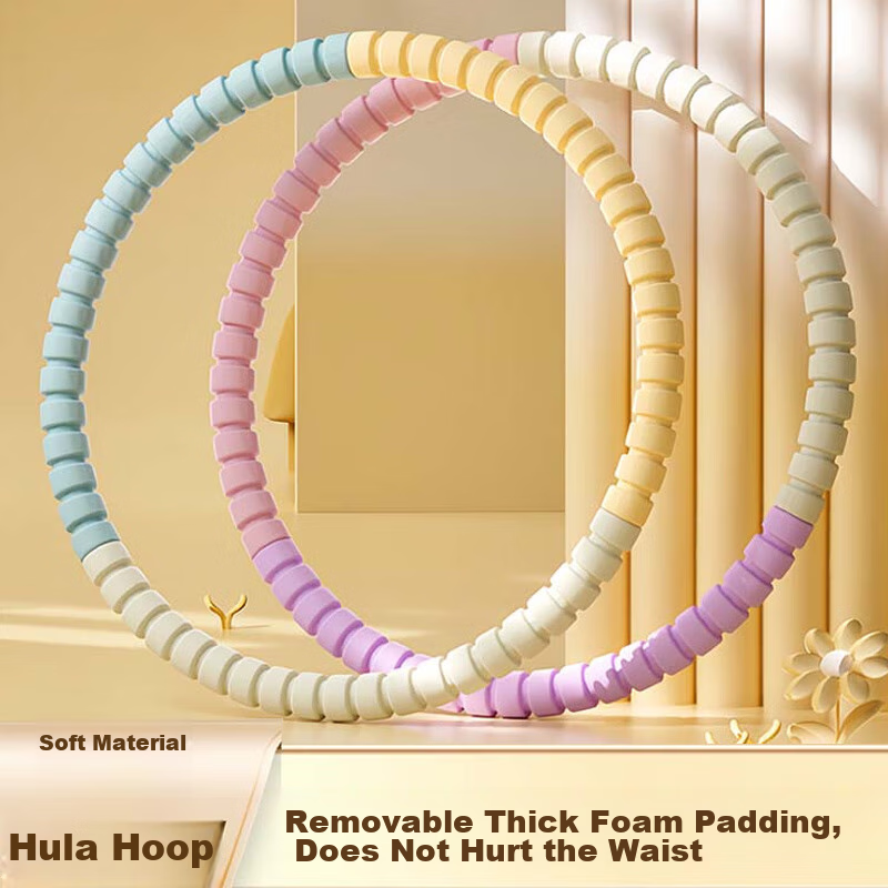 Duweike Removable Adjustable Hula Hoop Waist Exercise for Children And Adults, Shaping Fitness Abdominal Slimming Waist, Pink And White