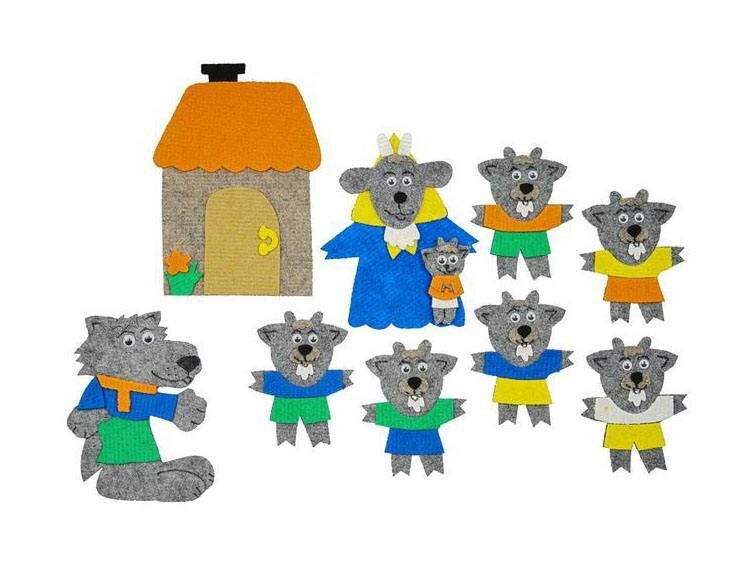 Набор дидактический liplip "Волк и 7 козлят" с игровым полем, 11 деталей