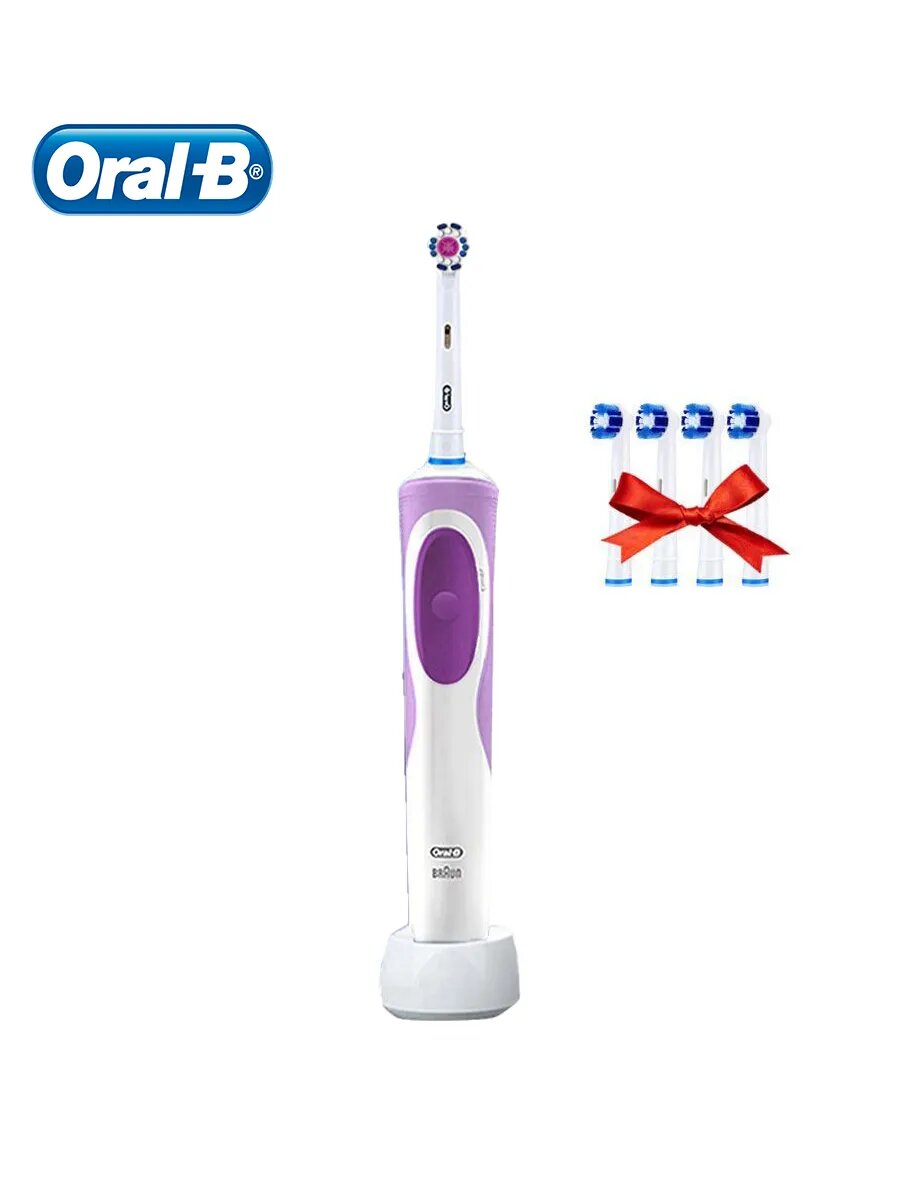 Зубная щетка Oral-B Vitality D12, электрическая, 7600 об./мин, 4 насадки