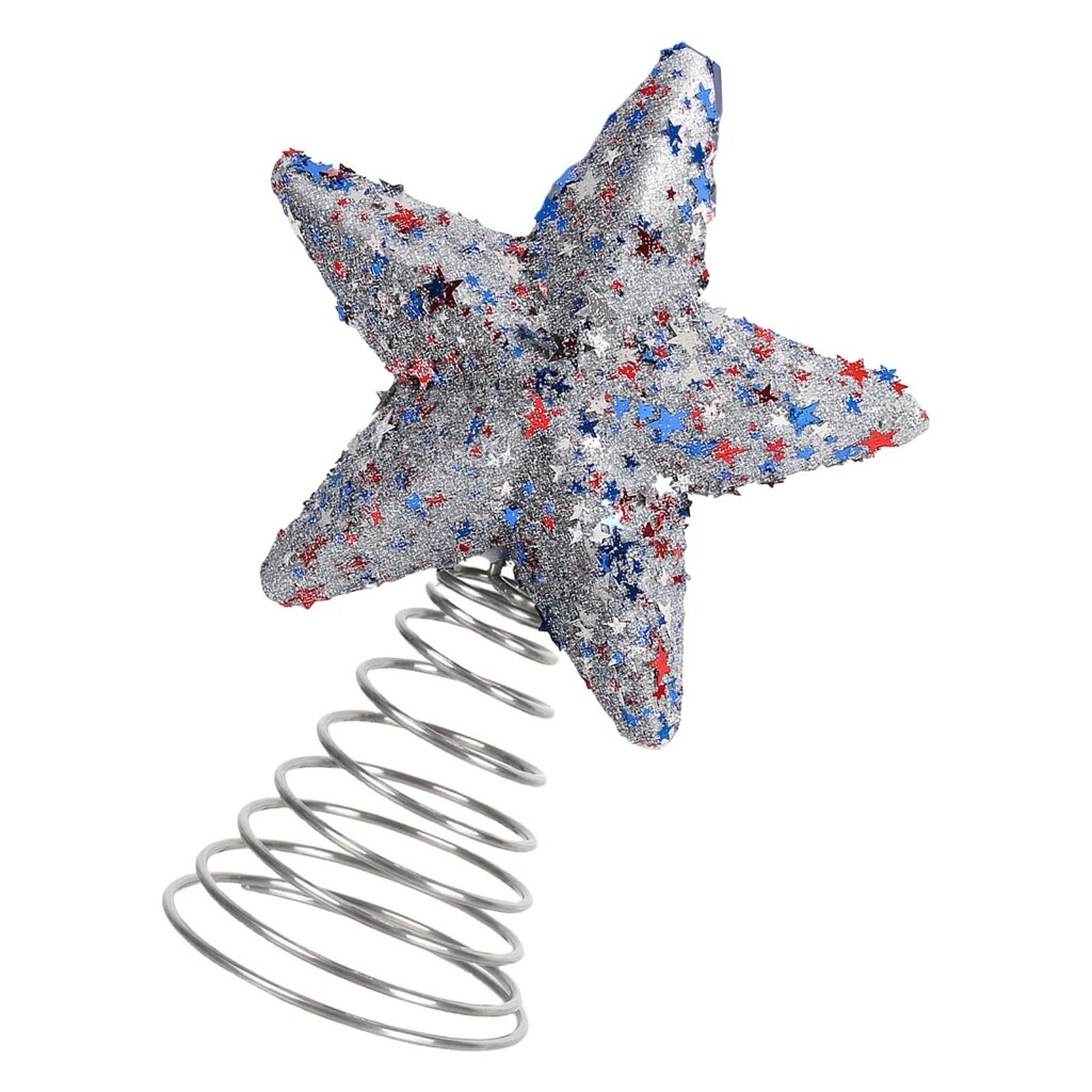 Патриотические Звезды Для Вершины Елки Красные Серебряные Синие Рождественские Украшения На День Независимости