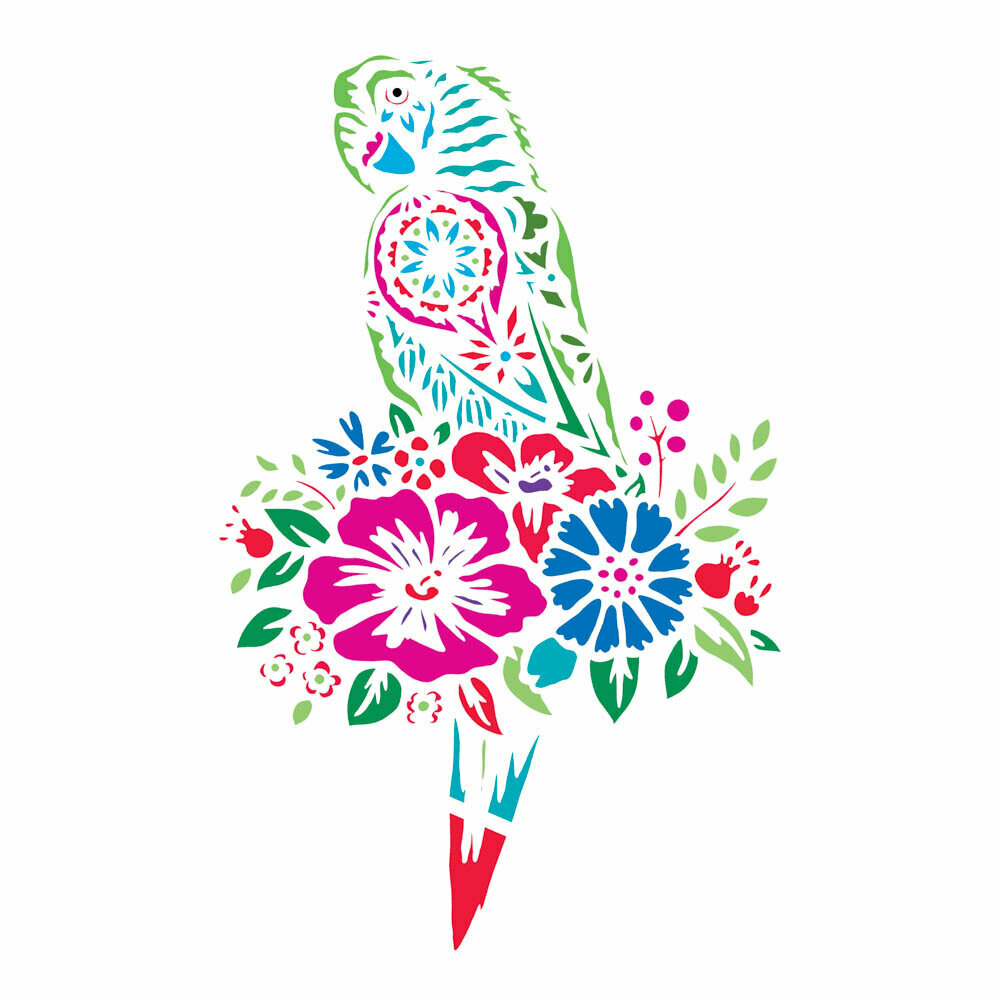 Трафарет Попугай, OTOKODESIGN, пластик, белый, детский, 33-40000