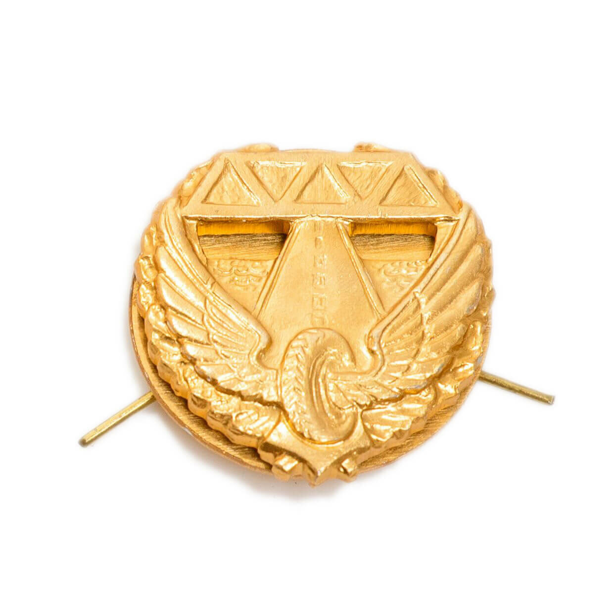 Эмблема МО ЖДВ золотая металлическая прокольная
