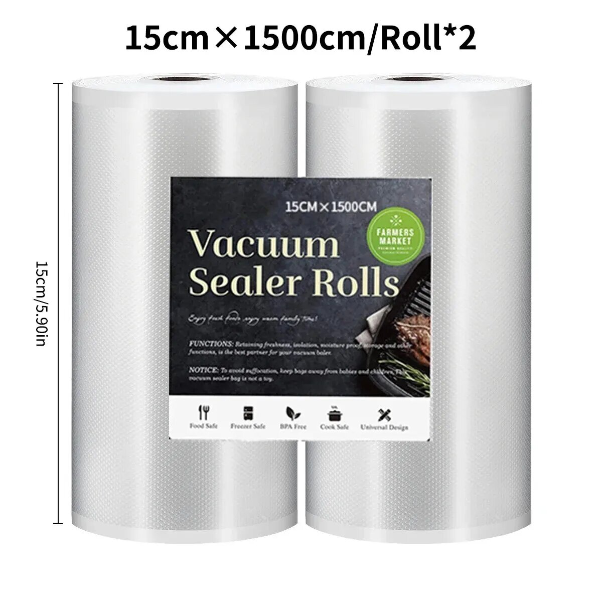 Вакуумные рулоны для упаковки 15x1500 см (2 шт)