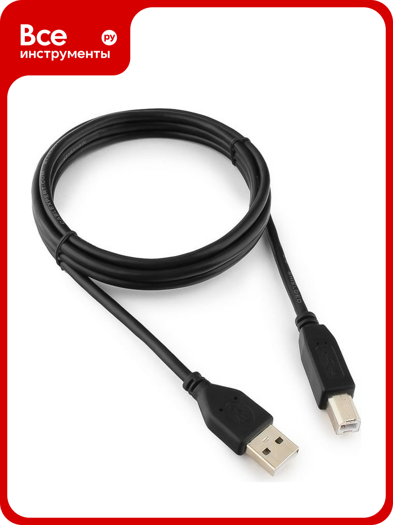 Кабель Cablexpert USB 2.0 Pro AM/BM, 1.8м, экран, черный, пакет CCP-USB2-AMBM-6