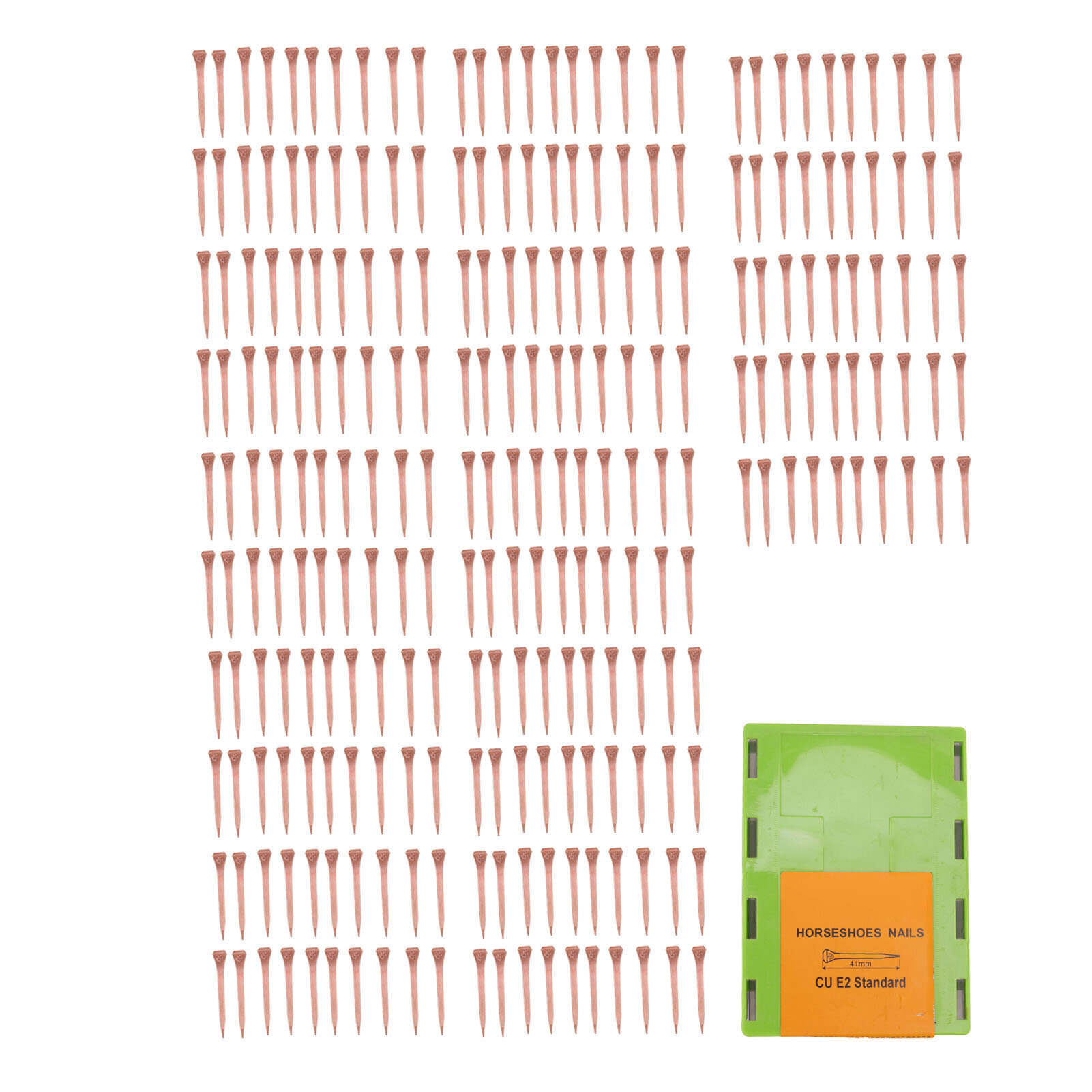 250шт подковообразные гвозди с медным покрытием, размер E2, 41 мм, в пластиковой коробке, для разведения скота