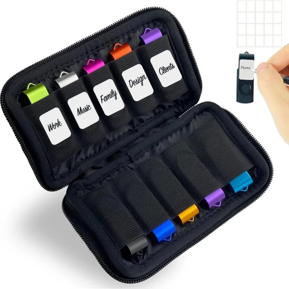 Сумка для USB флешек на 10 слотов, черная