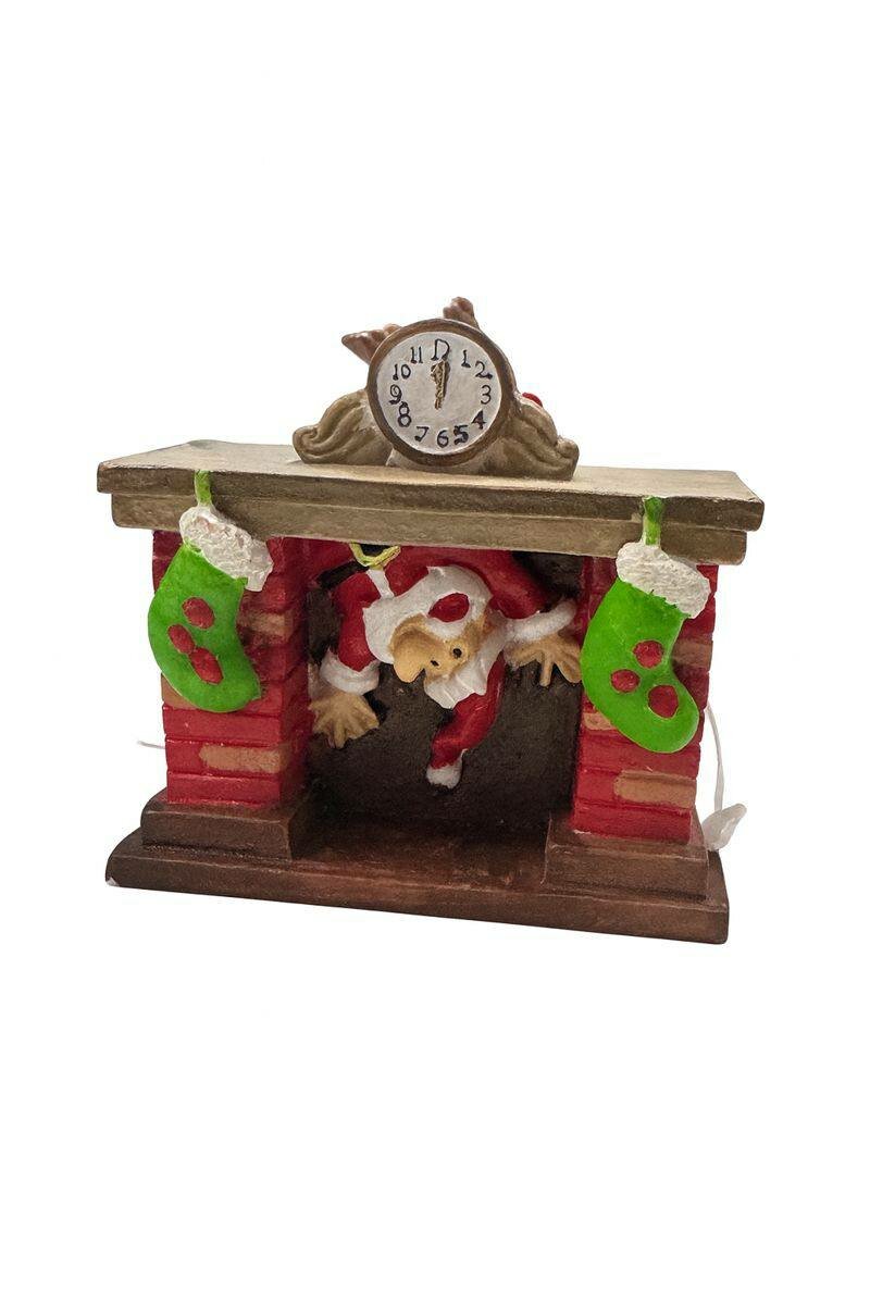 Аквариумные рождественские декорации "Дед Мороз в печке в полночь"