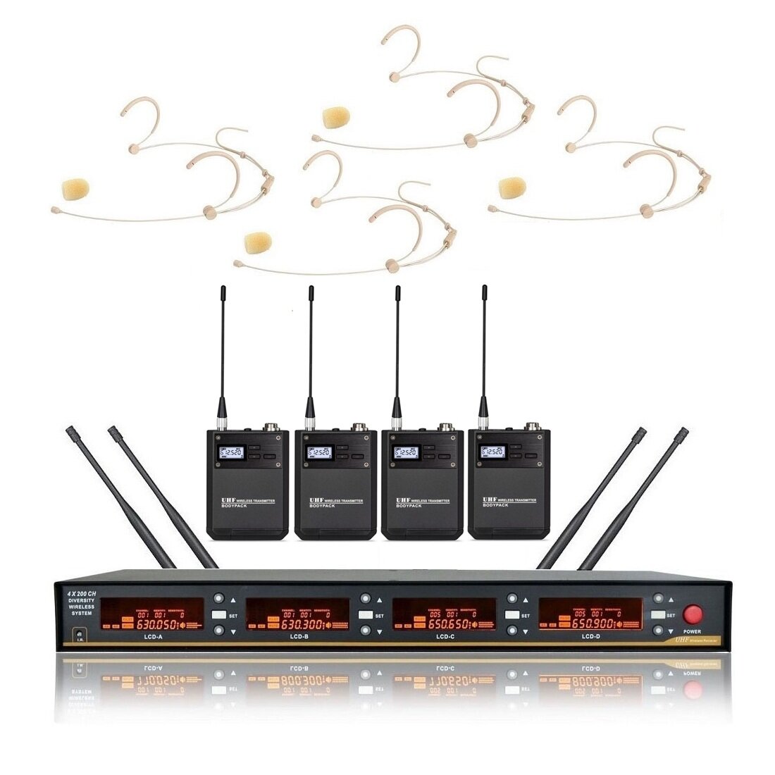Беспроводная микрофонная система с 4 микрофонами головными