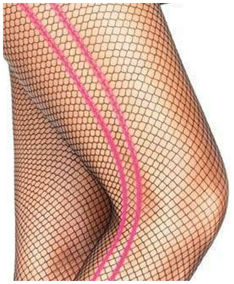 Колготки с двойной розовой полосой Fishnet Pantyhose