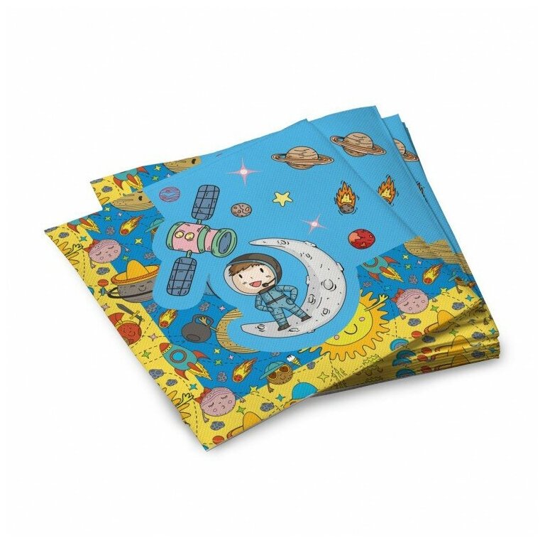 Салфетки ND Play "Космонавты", бумажные, трехслойные, 33x33 см, 20 штук
