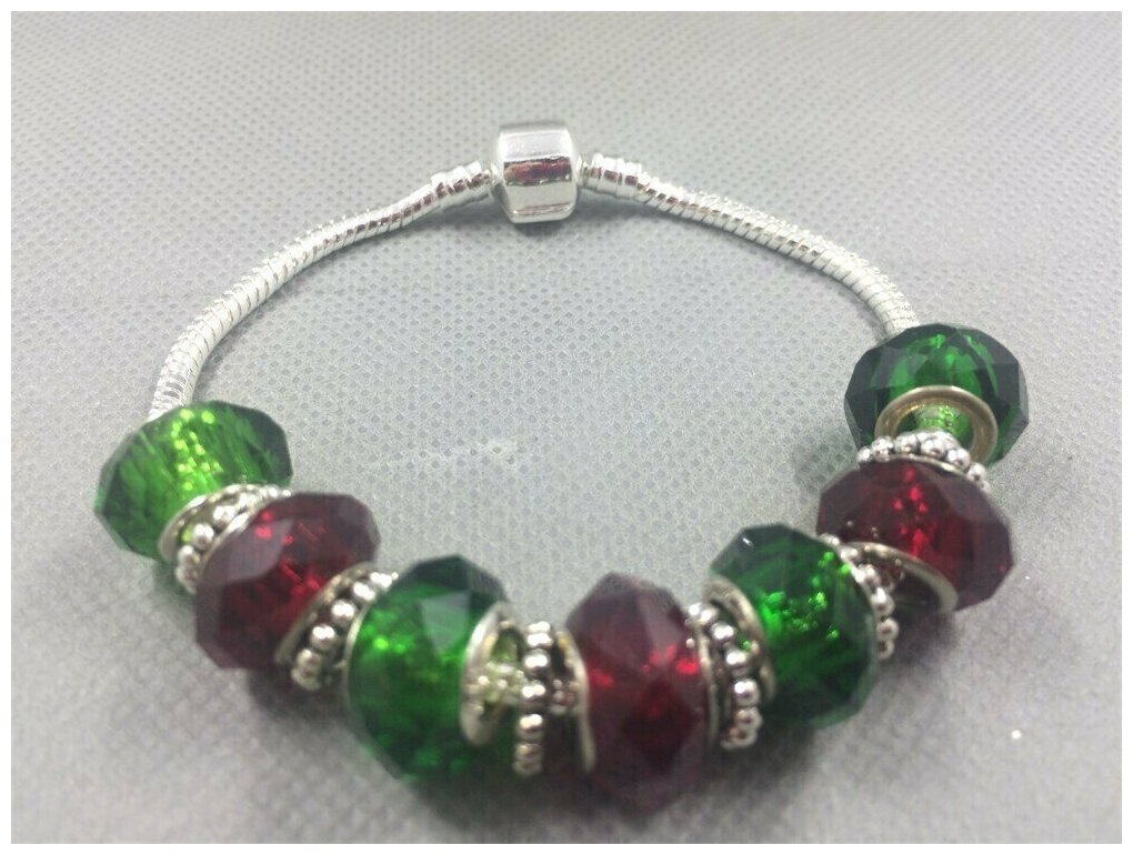 Браслет-цепочка, стразы, муранское стекло, стекло