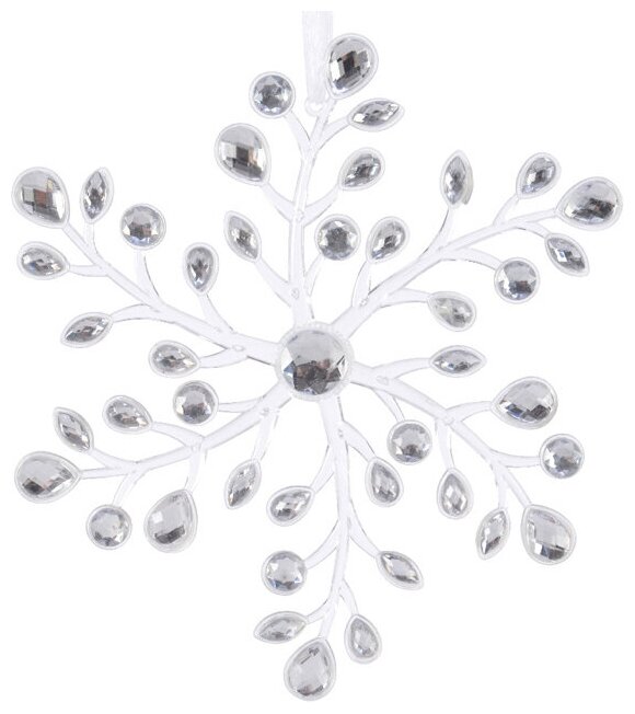 Елочное украшение Снежинка Хрустальная Веточка 20 см, подвеска, Kaemingk, 520034