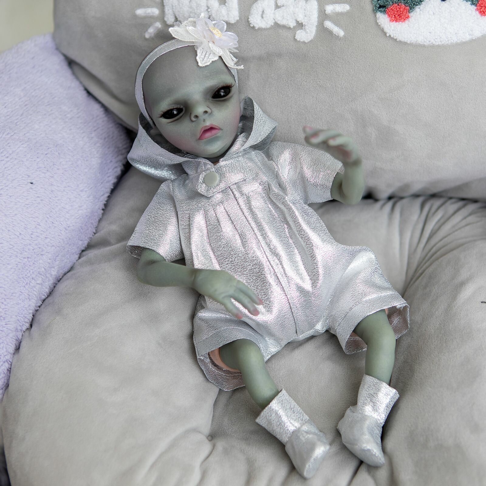Кукла Реборн 38cm /силиконовая Игрушка Пупс /инопланетянин