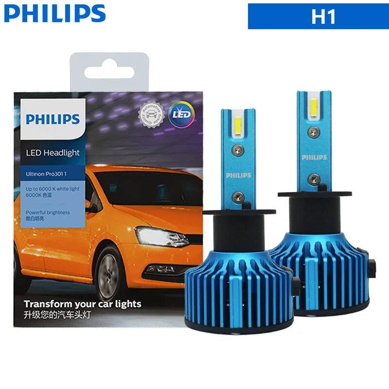 Philips LED H1 H4 H7 H11 HB3 HB4 HIR2 Ultinon Pro3011 Автомобильная светодиодная фара 9005 9006 H1