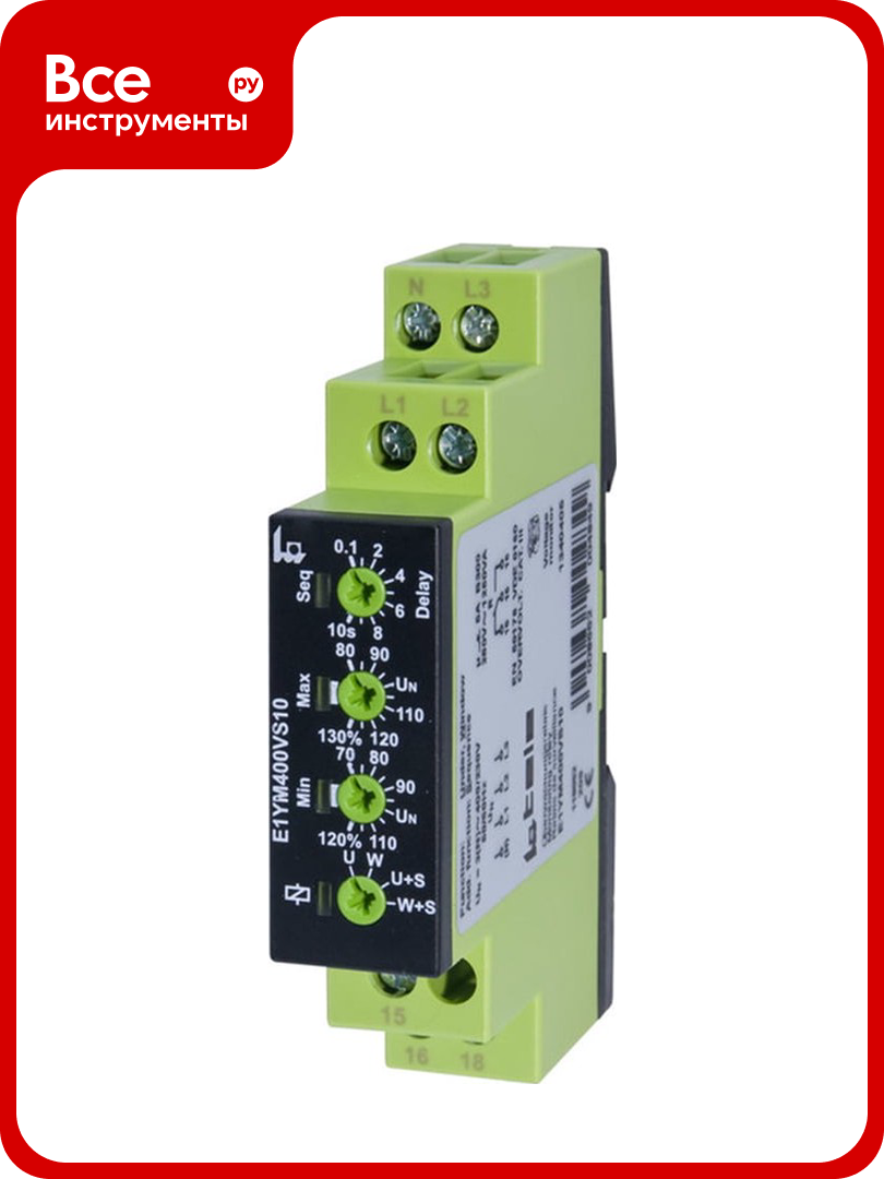 Реле контроля фаз TELE E1YM400VS10 1340405 промышленное одноконтактное устройство с высокой степенью защиты