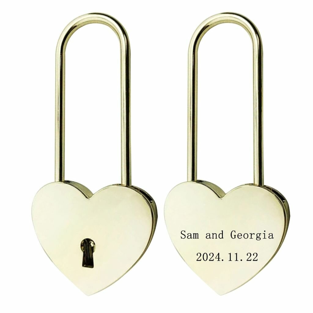 Персонализированный металлический замок любви в форме сердца с ключом для подарка на свадьбу, - 22