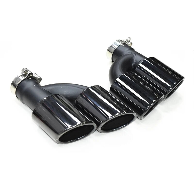 1 пара четырехвыпускных хвостовых труб для Audi A4 A5 A6 A7, обновление S4 S5 S6 S7, черный глушитель из нержавеющей стали, выхлопная система Gloss Black