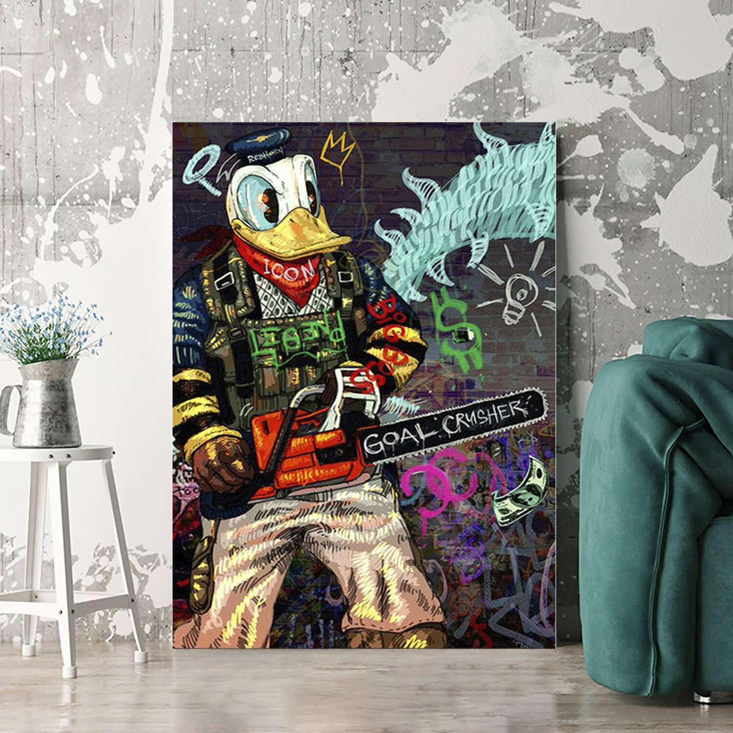 Картина интерьерная на стену - "Граффити, поп арт, Бэнкси", 50х70 см.