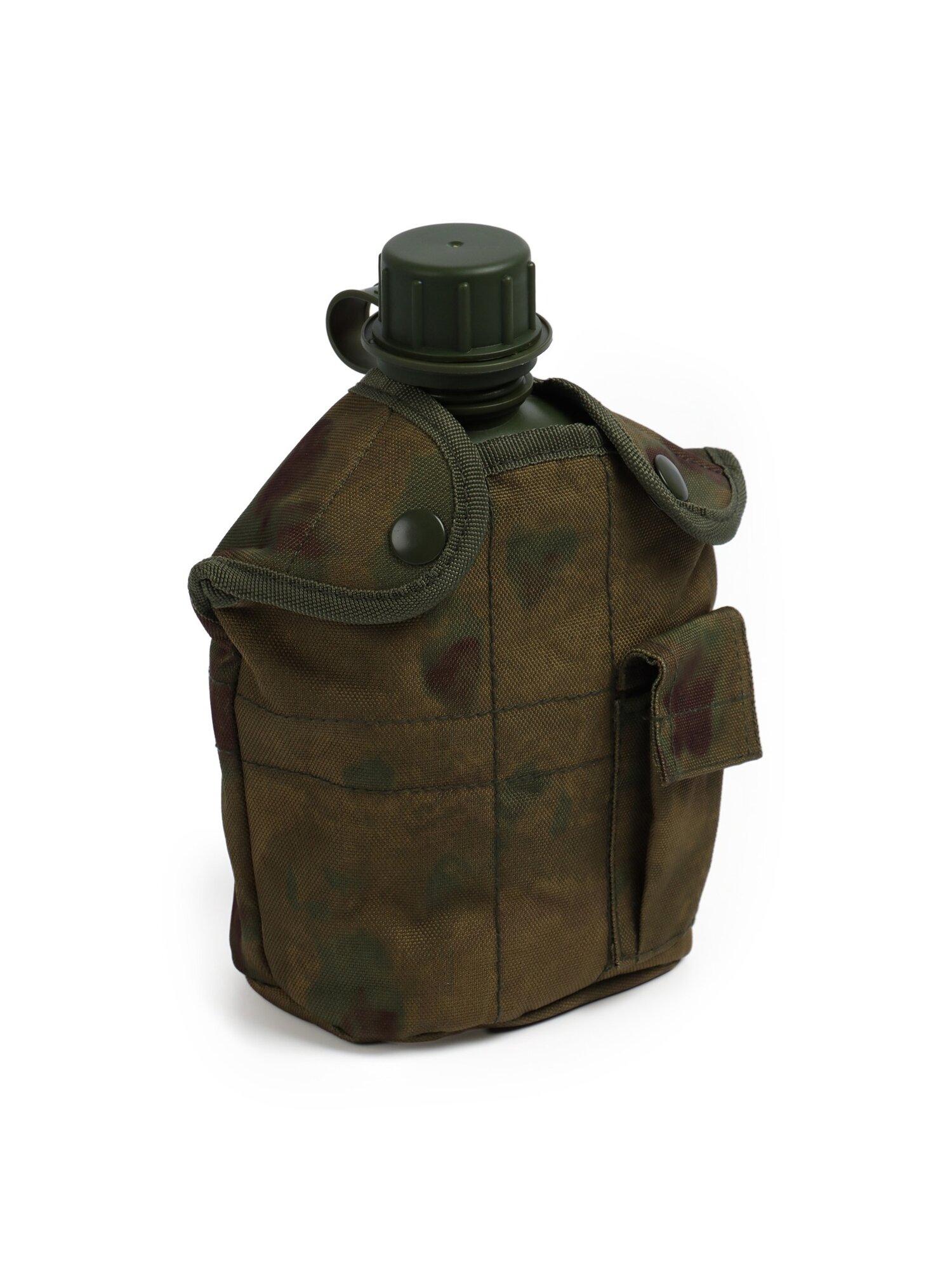 Фляжка армейская походная Adventure, 1 л, для воды, с котелком, пластик, зелёная, чехла, мох